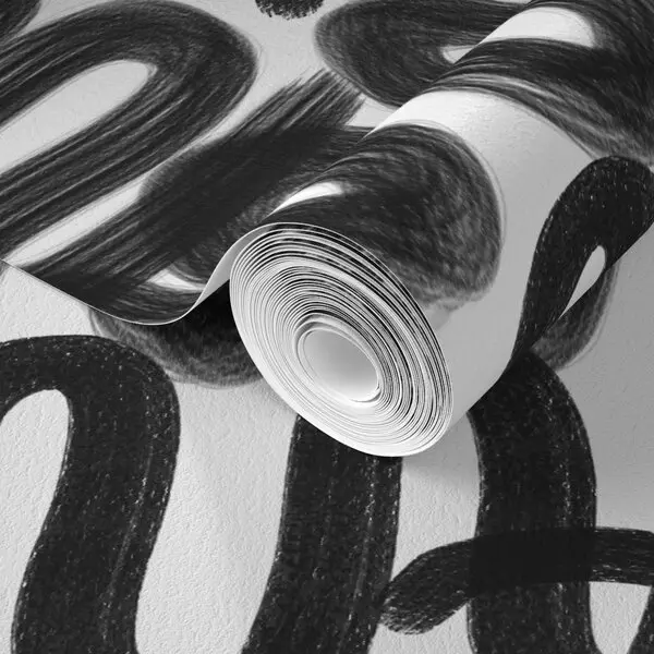 Spoonflower Punk Modern Abstract Spring Graffiti Scribble Custom Pre-pasted Wallpaper
