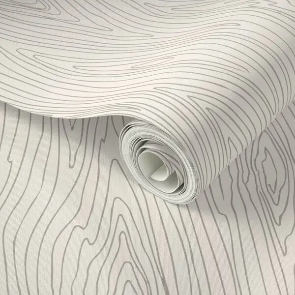 Spoonflower Vertical Drawn Woodgrain Custom Pre-pasted Wallpaper - Gray