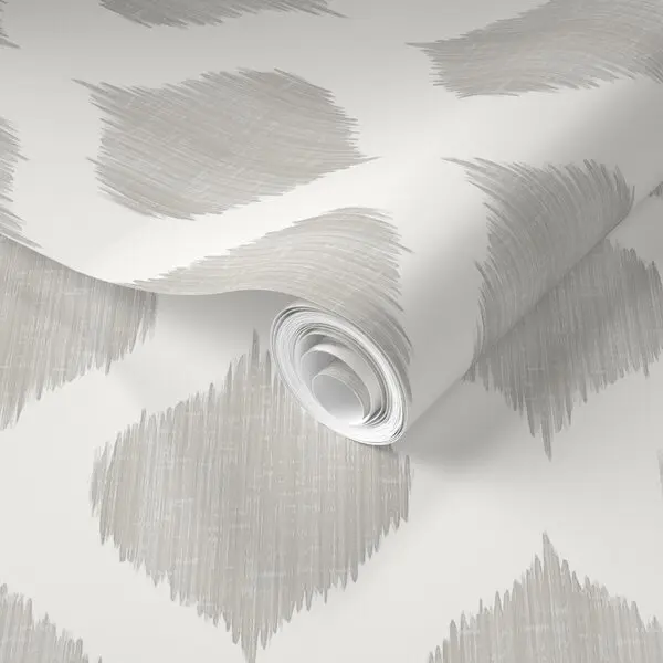 Spoonflower Ikat Warm Polka Dots Boho Shabby Chic 100% Natural Sisal Grasscloth Wallcovering - Gray