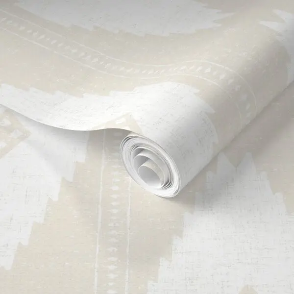 Spoonflower Stripe Dot Diamond Neutral Rustic Custom Pre-pasted Wallpaper - White,gray
