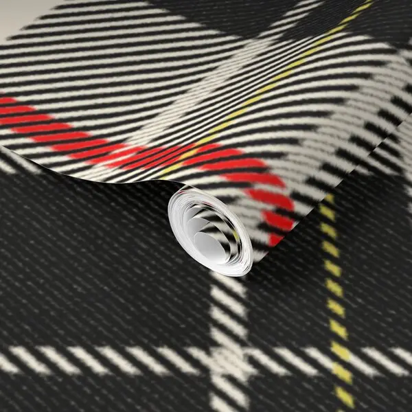 Spoonflower Plaid Tartan Traditional Decor Rustic Farmhouse Traditional Wallpaper - Beige,black,gray