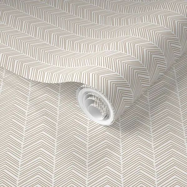 Spoonflower Brown Tan Beige Nursery Arrows Herringbone Zigzags Custom Pre-pasted Wallpaper