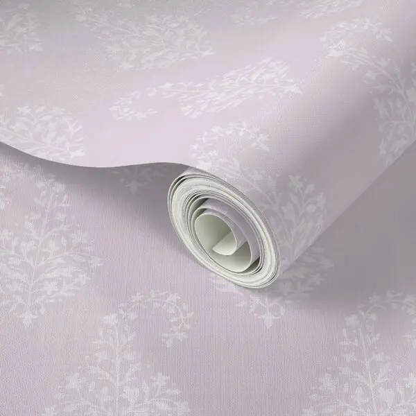 Spoonflower Painted Paisley Lilac Cream Purple Watercolor Custom Removable Wallpaper - Purple,beige,gray
