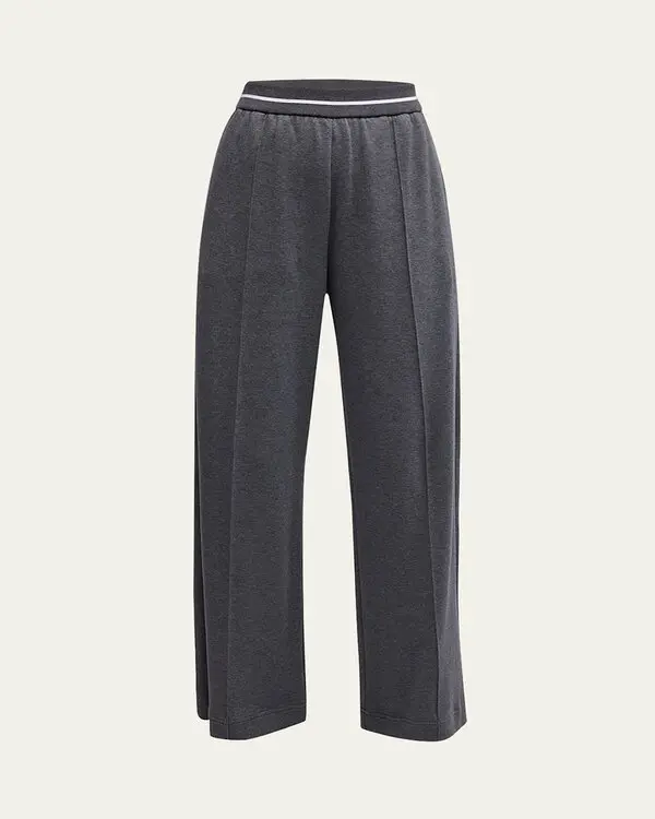 パンツ Brunello Cucinelli Wide-Leg Fleece Trousers With Adjustable Brunello Cucinelli Piquet Fleece Wide-Leg Sport Pants