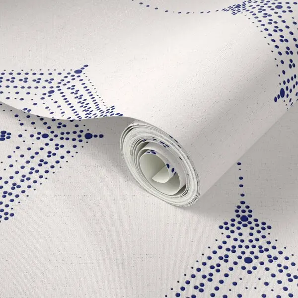 Spoonflower Diamond Stripe Indigo Blue Geo Traditional Wallpaper - White,blue,gray