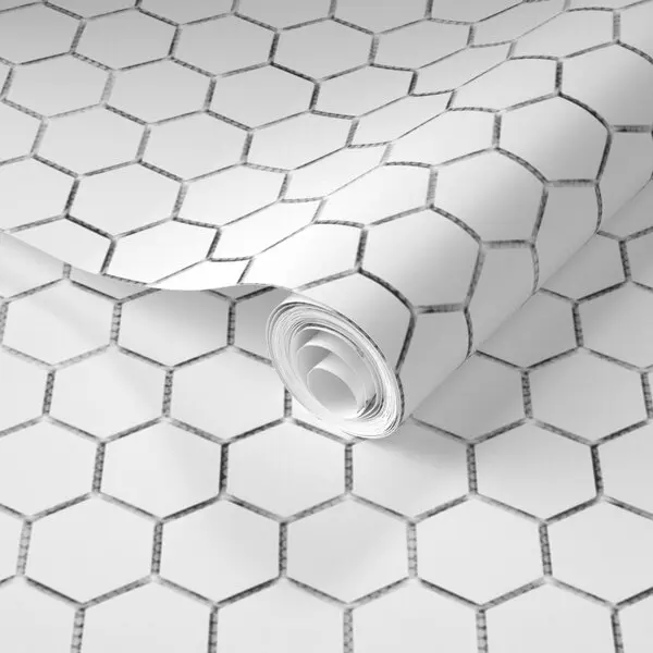 Spoonflower Tile Hex Bathroom Hexagon Traditional Wallpaper