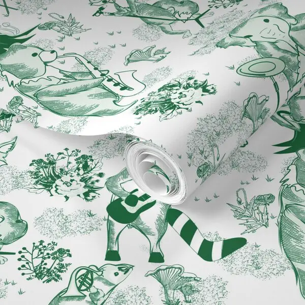 Spoonflower Squirrel Deer Modern Bear Whimsical Music Custom Pre-pasted Wallpaper