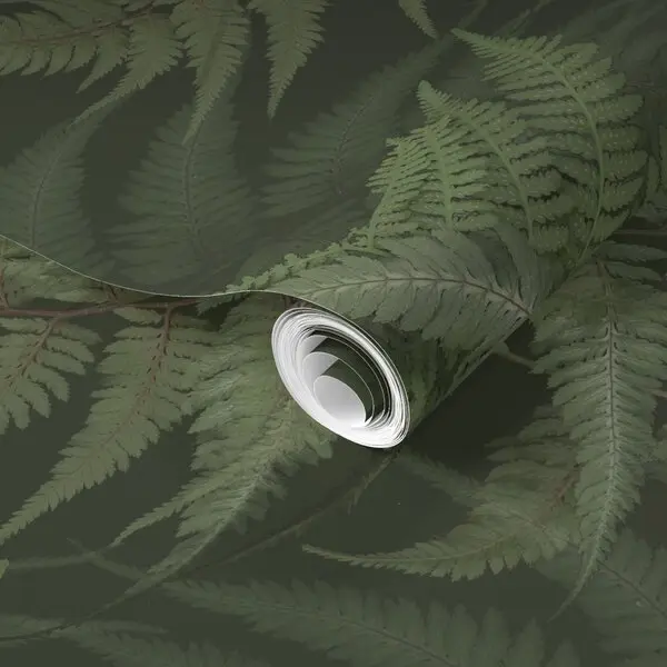 Spoonflower Nature Greens Ferns Traditional Wallpaper - Green,sage