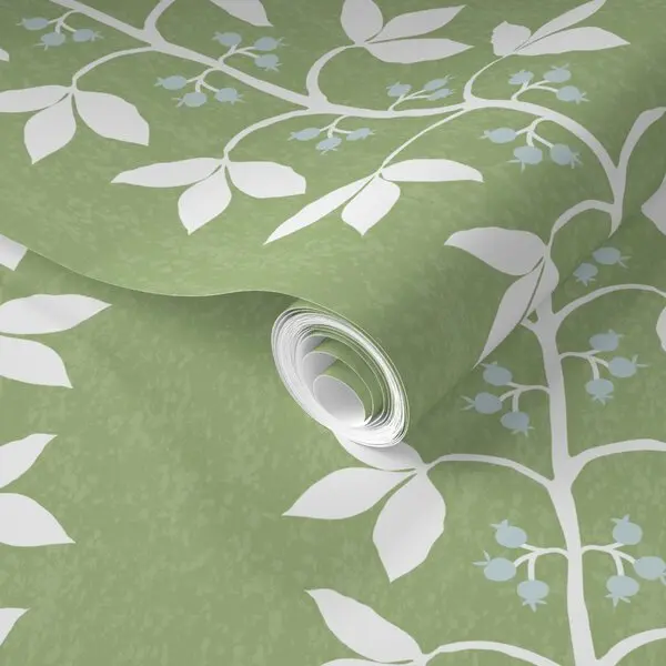 Spoonflower Botanical Stripe Grass Simple Traditional Custom Removable Wallpaper - Green