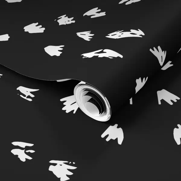 Spoonflower Black White Mudcloth Dot Pattern Tile Bohemian Custom Pre-pasted Wallpaper - Black,white,gray