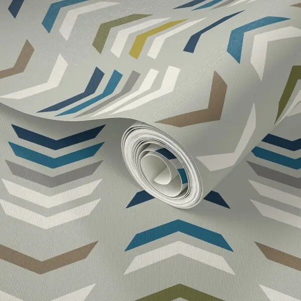 Spoonflower Blue Modern Navy Arrows Nautical Olive Custom Removable Wallpaper - Sage,green,gray