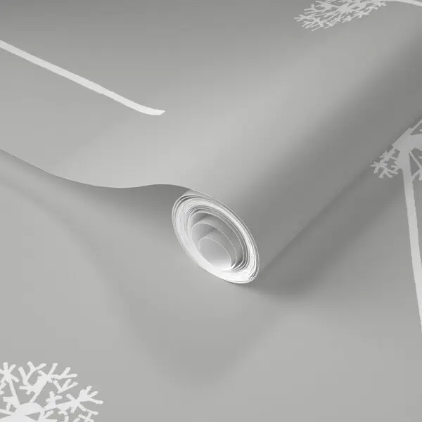 Spoonflower Grey And White Topiary Mod Bloom Simple Hip Custom Removable Wallpaper