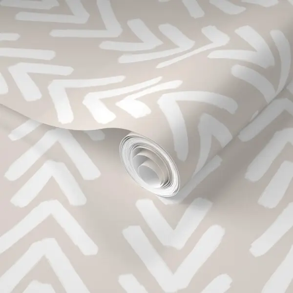 Spoonflower Taupe Earth Tone Mudcloth Arrows Custom Pre-pasted Wallpaper