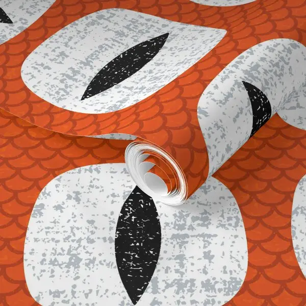 Spoonflower Snake Eyes Black White Geometric Colorful 60s Custom Pre-pasted Wallpaper - Red,white,gray