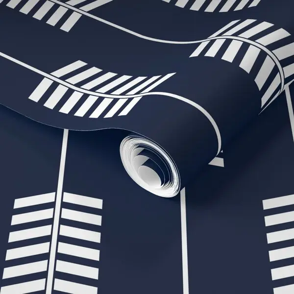 Spoonflower White Arrows Navy Northern Lights Collection Custom Removable Wallpaper