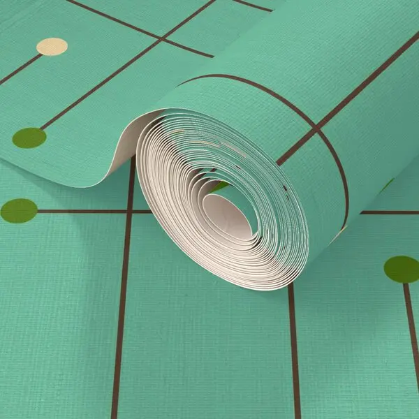 Spoonflower Retro Crosshatch Turquoise 100% Natural Sisal Grasscloth Wallcovering
