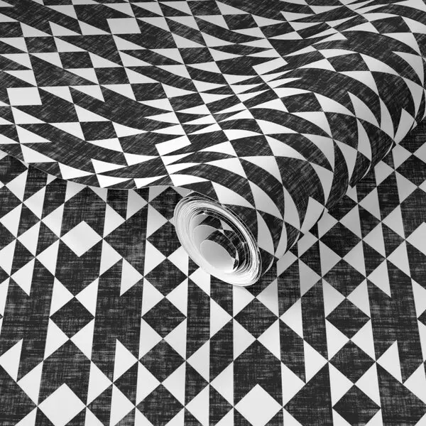 Spoonflower Geometric Aztec Triangles Tribal Navajo Texture Custom Removable Wallpaper - Black,white,gray