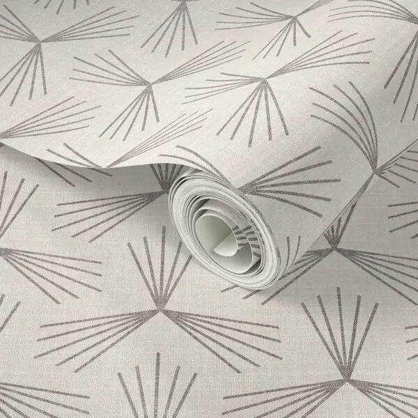 Spoonflower Star Modern Geometric Line Starburst Geo Traditional Wallpaper - Gray