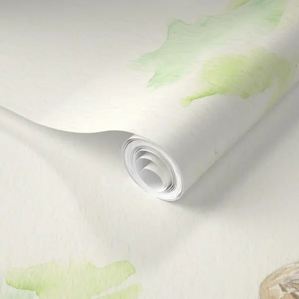 Spoonflower Woodland Animal Wildlife Otter Brown And Green Custom Pre-pasted Wallpaper - White,brown,gray