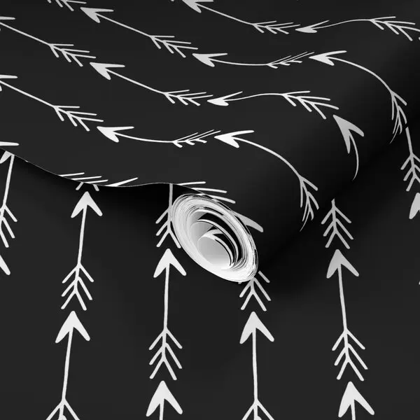 Spoonflower Arrow Black White Nursery Simple Arrows Scandi Traditional Wallpaper