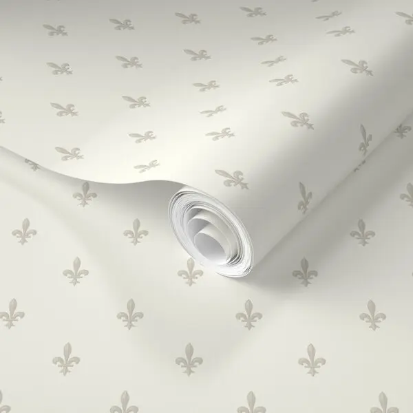 Spoonflower French Fleur-de-lys Traditional Wallpaper - White,gray