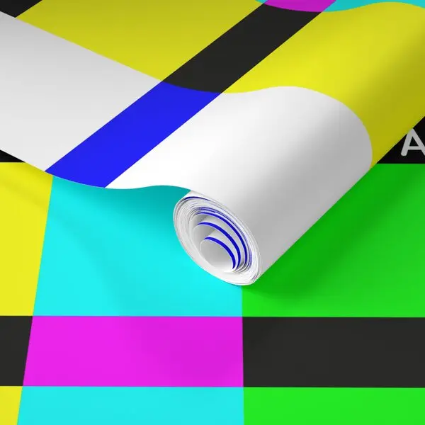 Spoonflower Television Tv Colorful Rainbows Broadcasting Custom Pre-pasted Wallpaper