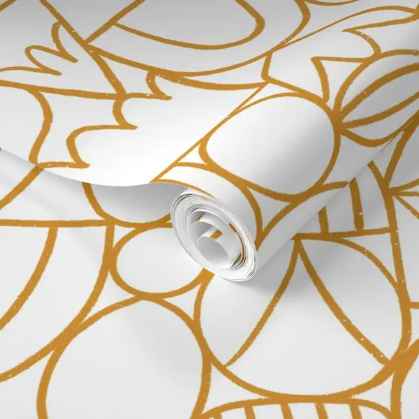 Spoonflower Vintage Yellow Circles Modern Geometric Abstract Traditional Wallpaper - Gold,white,brown