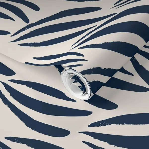 Spoonflower Blue Navy Abstract Paint Daubs Custom Removable Wallpaper - Blue,white,gray