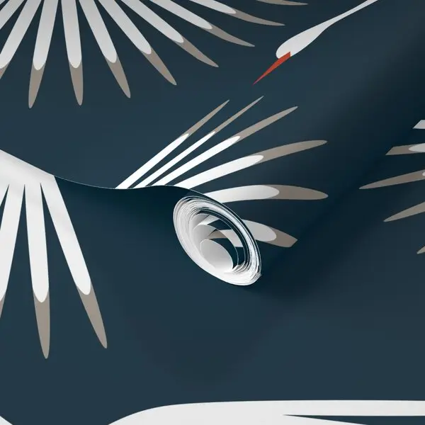 Spoonflower Art Deco Crane 1920s Custom Removable Wallpaper