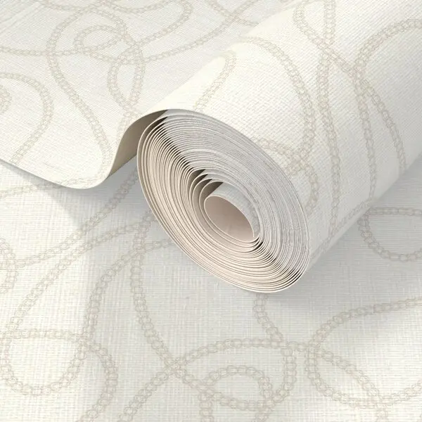 Spoonflower Connells Chain Silver 100% Natural Sisal Grasscloth Wallcovering - Silver,gray,grey