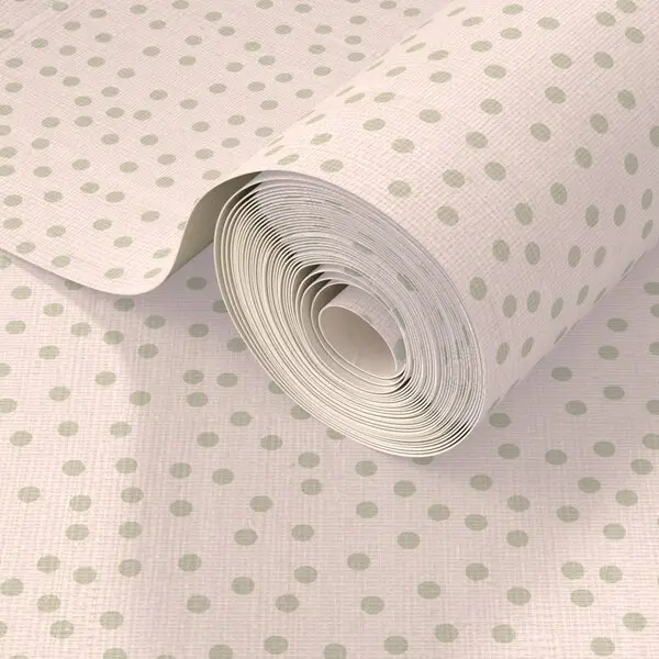 Spoonflower Twinkling Dots Of Dove Grey On Misty Pink Large 100% Natural Sisal Grasscloth Wallcovering - Gray,grey