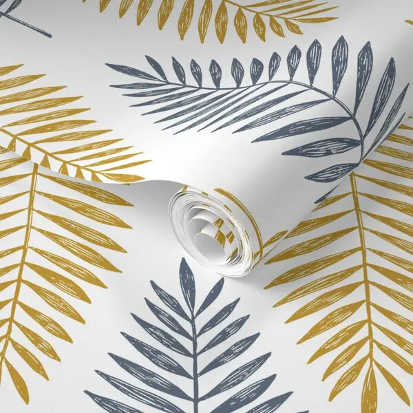Spoonflower Palm Leaves Jungle Tropical Beach Retro Traditional Wallpaper