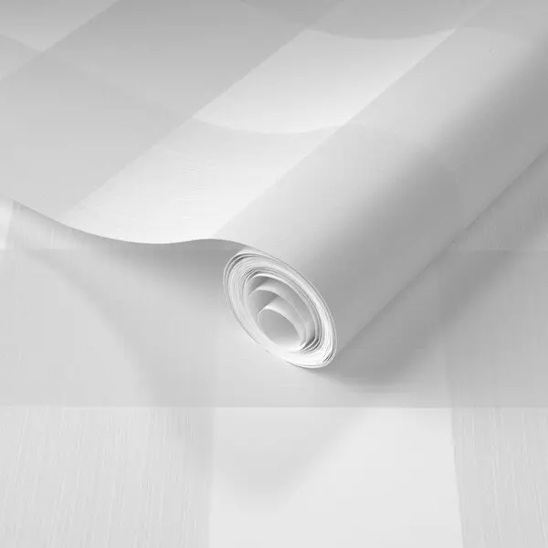 Spoonflower Stripe Plaid Country Gingham Paint Check Custom Pre-pasted Wallpaper - White,gray