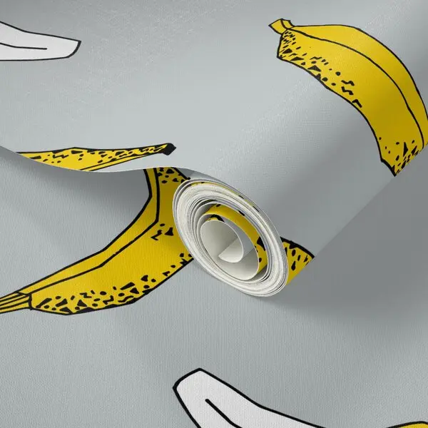 Spoonflower Banana Bananas Fruit Fruits Summer Custom Pre-pasted Wallpaper