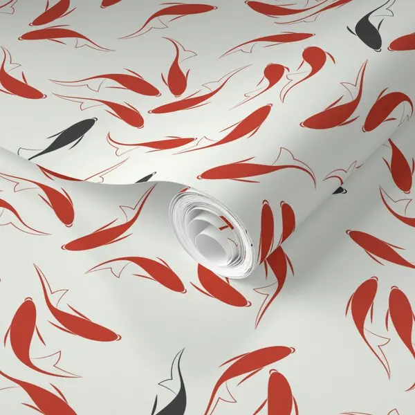 Spoonflower Chinese Japan Fish Abstract Koi Calligraphy Yin Custom Removable Wallpaper
