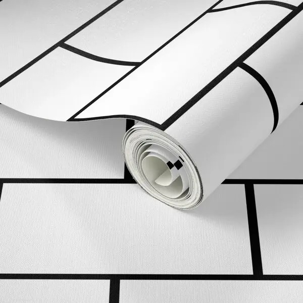 Spoonflower Tile Black White Texture Tiles Monochrome Brick Custom Removable Wallpaper - Black,white,gray