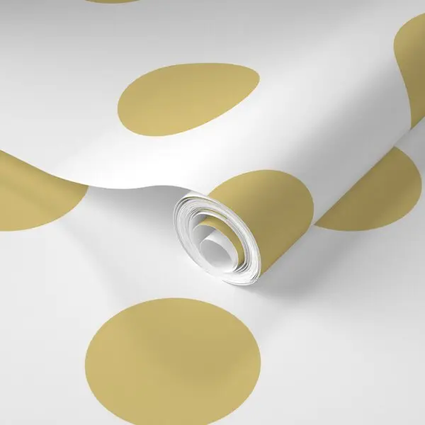 Spoonflower Circles Gold Dots Polka Custom Removable Wallpaper - Gray,yellow