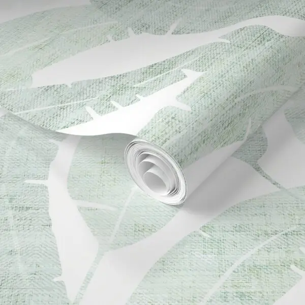 Spoonflower Leaf Palm Jungle Tropical Texture Linen Custom Removable Wallpaper