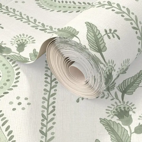 Spoonflower Emma Stripe Soft On White 100% Natural Sisal Grasscloth Wallcovering