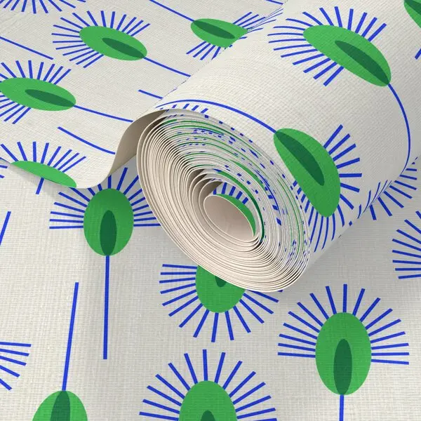 Spoonflower Peacock Abstract Feather Line Holli Zollinger Geo 100% Natural Sisal Grasscloth Wallcovering