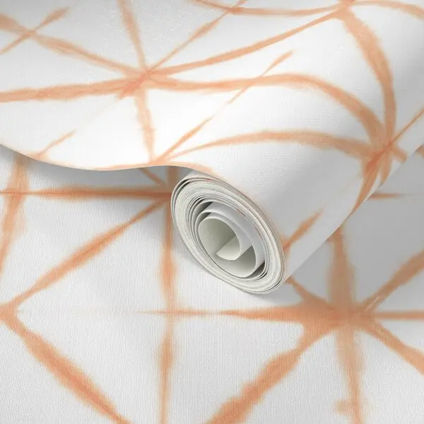 Spoonflower Orange Shibori Tie Dye Japanese Abstract Geometric Custom Pre-pasted Wallpaper