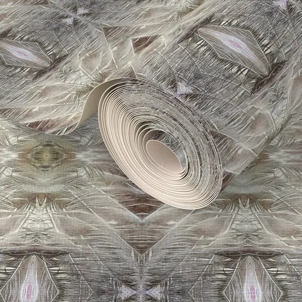 Spoonflower Du B Chicken Feathers Abstract 66 Cv1 100% Natural Sisal Grasscloth Wallcovering
