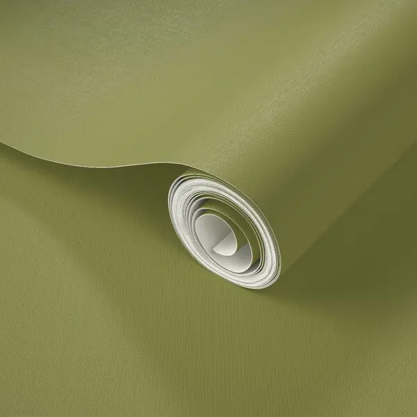 Spoonflower Olive Green Solid Military Camouflage Safari Custom Pre-pasted Wallpaper - Brown,green