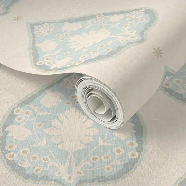 Spoonflower French Idclassic19 Custom Removable Wallpaper - Beige,blue,gray
