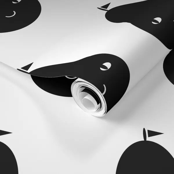 Spoonflower Pear Fruit Summer Monochrome Black And White Happy Traditional Wallpaper