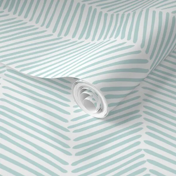 Spoonflower Arrows Large Mint Chevron Zigzag Arrow Green Custom Removable Wallpaper - Green,white,blue