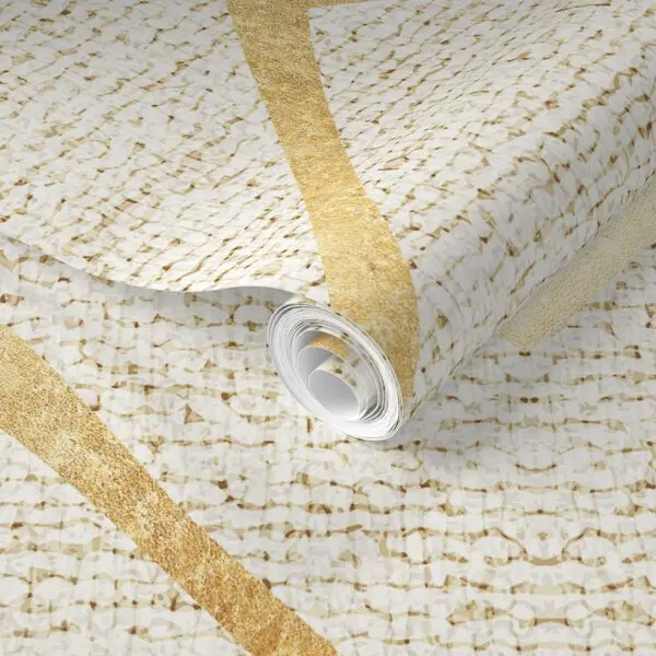 Spoonflower Chevron Gold Stripe Ombre Modern Striped Custom Removable Wallpaper - Beige,gold,gray