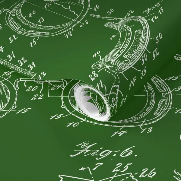 Spoonflower Steampunk Blueprint Chalkboard Custom Removable Wallpaper - Green