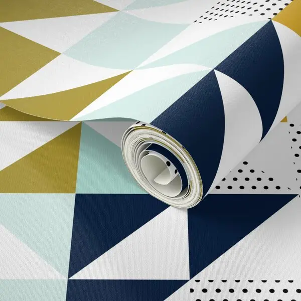 Spoonflower Aqua Adventurer Puzzle Wholecloth Cheater Quilt Custom Pre-pasted Wallpaper