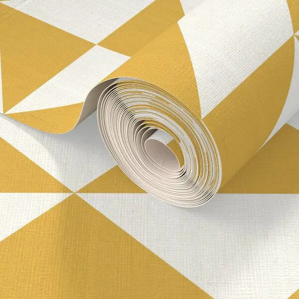 Spoonflower Melimba Half Square Triangle Gold 100% Natural Sisal Grasscloth Wallcovering